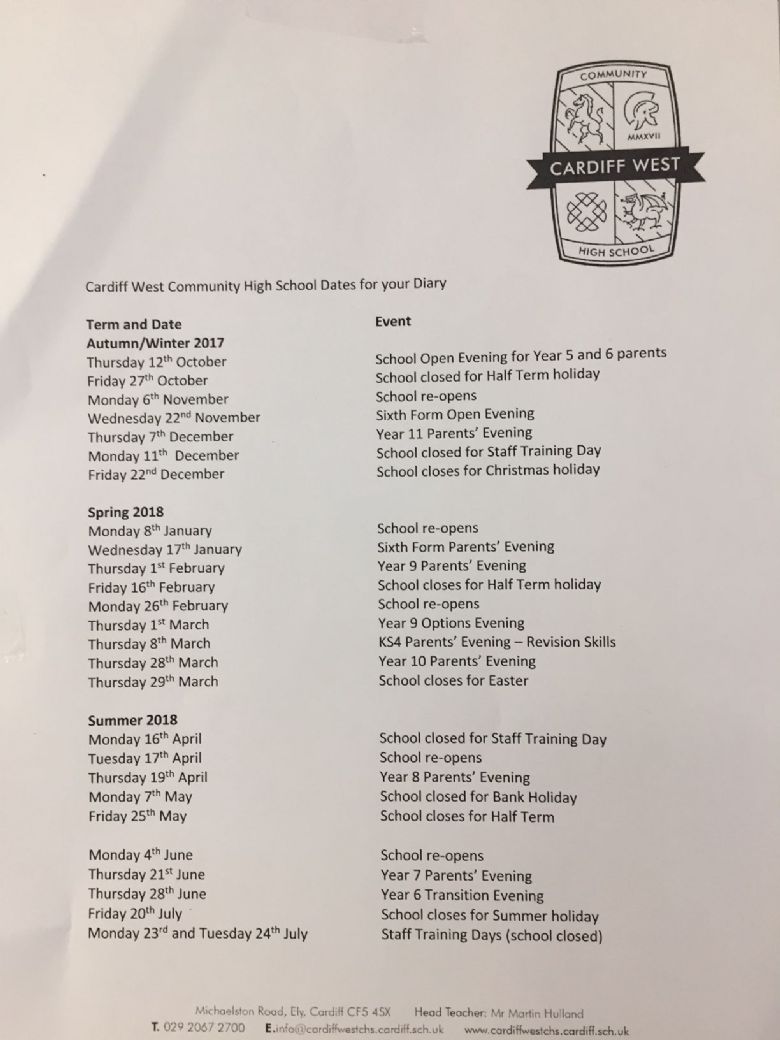 Parents Evening - Cardiff West Community High School